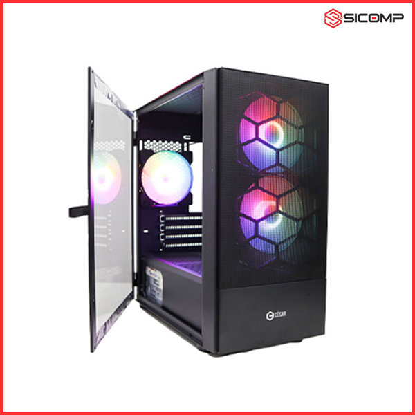 VỎ CASE CÉSAR LIGHT BLACK ( SẴN 3 FAN RGB )