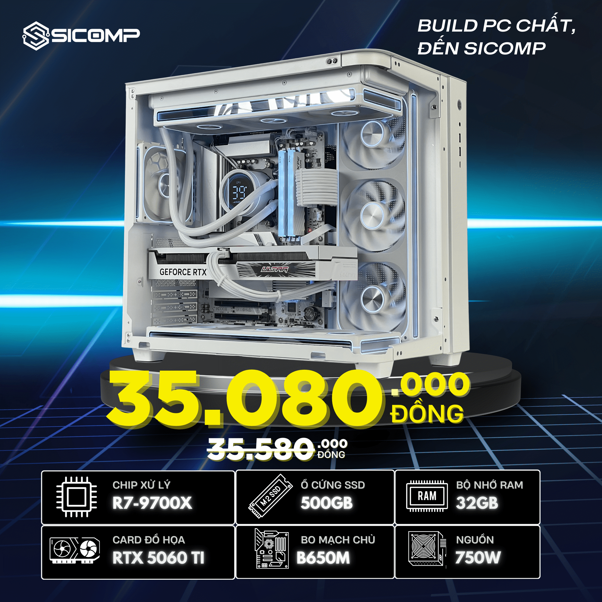 PC AMD RYZEN 7 9700X ( RYZEN 7 9700X / MAINBOARD B650M / RTX 5060TI )