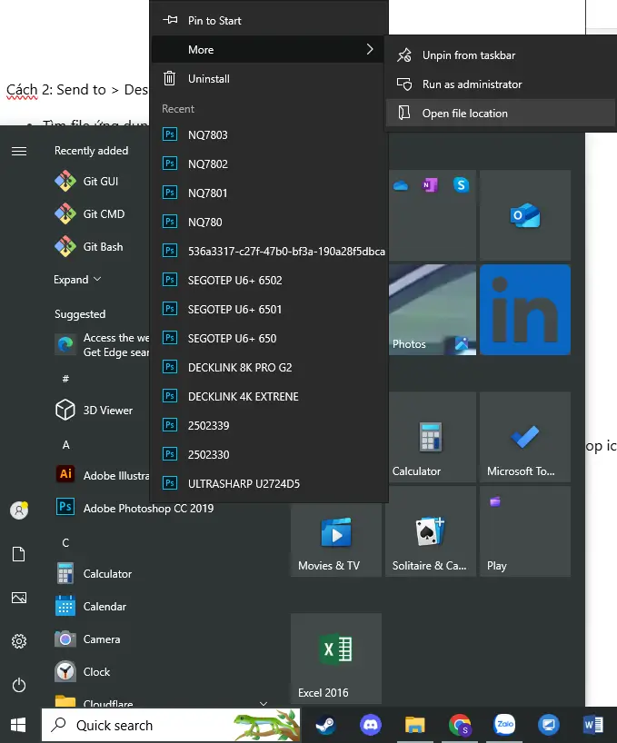 Cách đưa ứng dụng ra ngoài màn hình máy tính trên Windows 10 & 11 dễ nhất